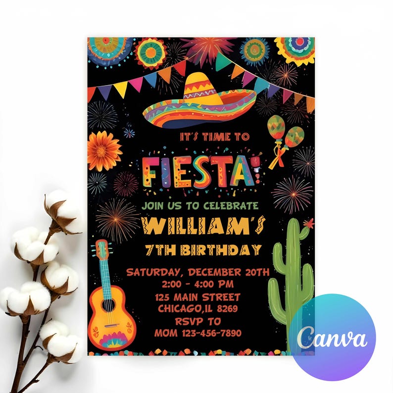 Mexican Fiesta Theme, Mexican Theme Invitation, Fiesta Birthday Party ...