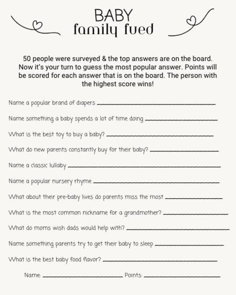 Baby Shower Game - Etsy