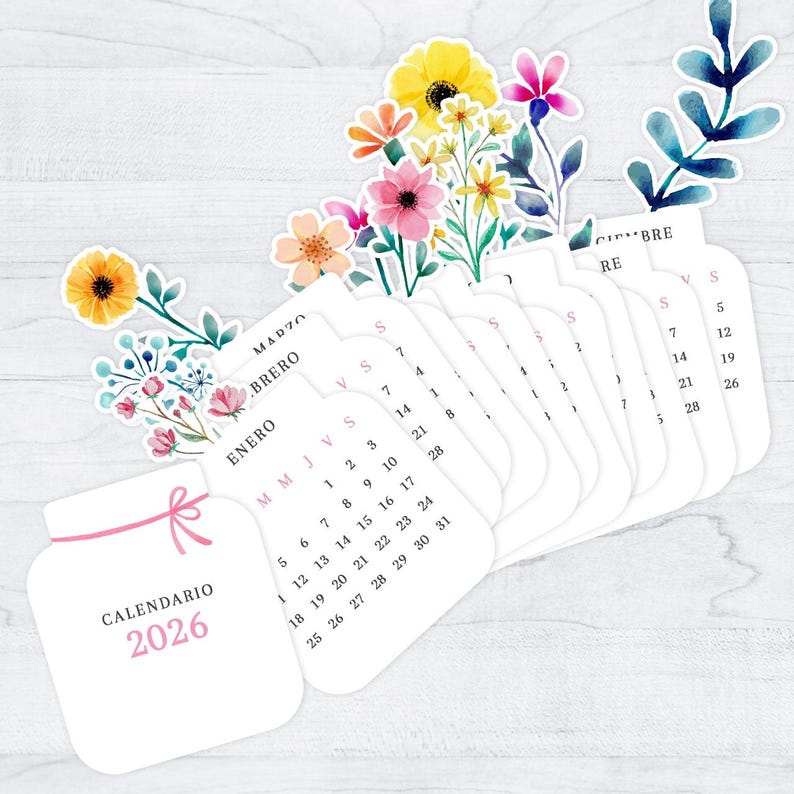 Calendario Floral 2026 | E S P A Ñ O L | Calendario de escritorio ...