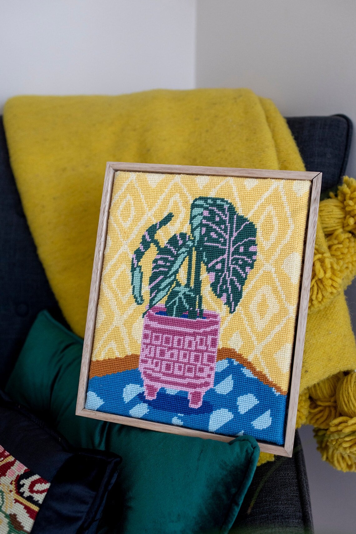 Modern Needlepoint/tapestry | 13 Count Canvas | Boho Design | Plant ...