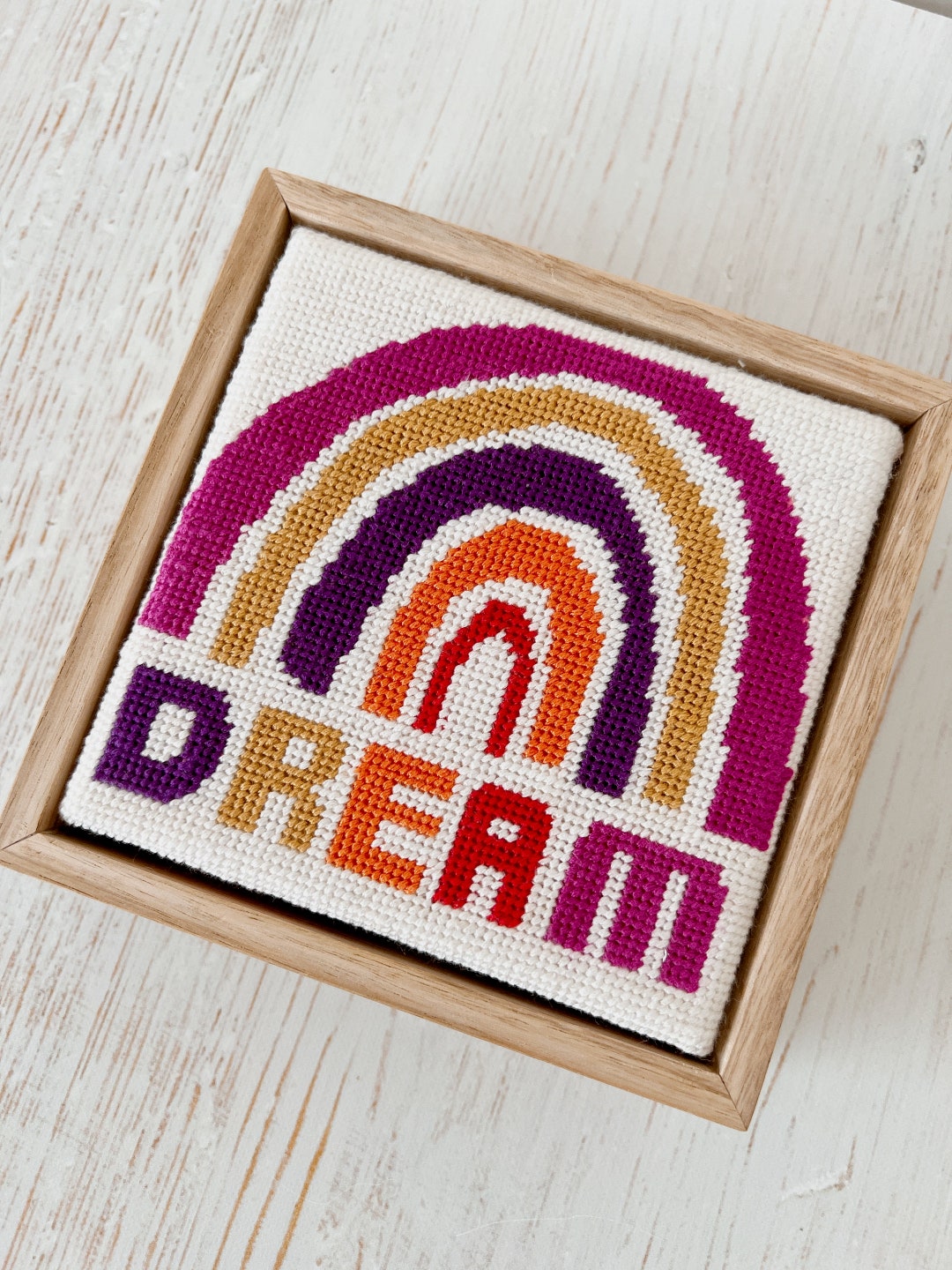 Modern Needlepoint/tapestry Kit - Dream Rainbow Design on 13 Count ...