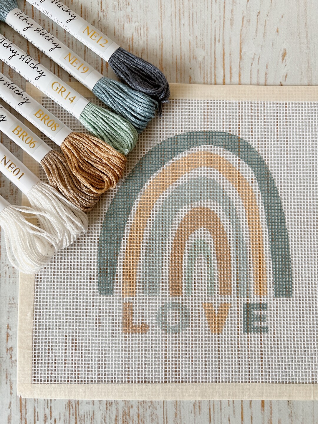 Modern Needlepoint/tapestry Kit | Love - Pastel Colourway | Beginner ...