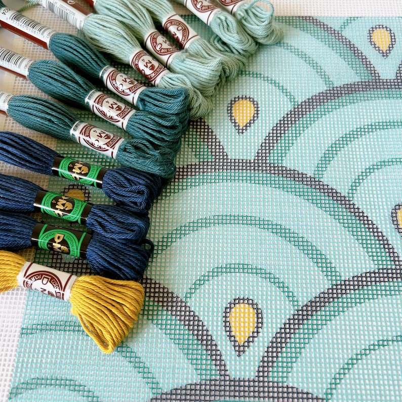 Complete Needlepoint Kit With Printed Canvas and Threads - Etsy