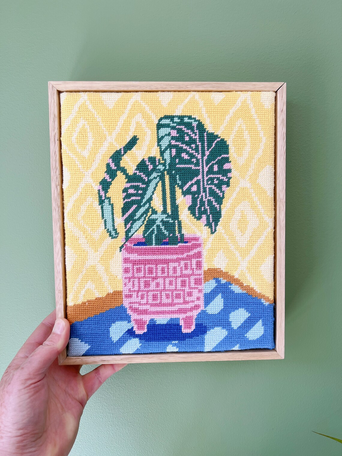 Modern Needlepoint/tapestry | 13 Count Canvas | Boho Design | Plant ...