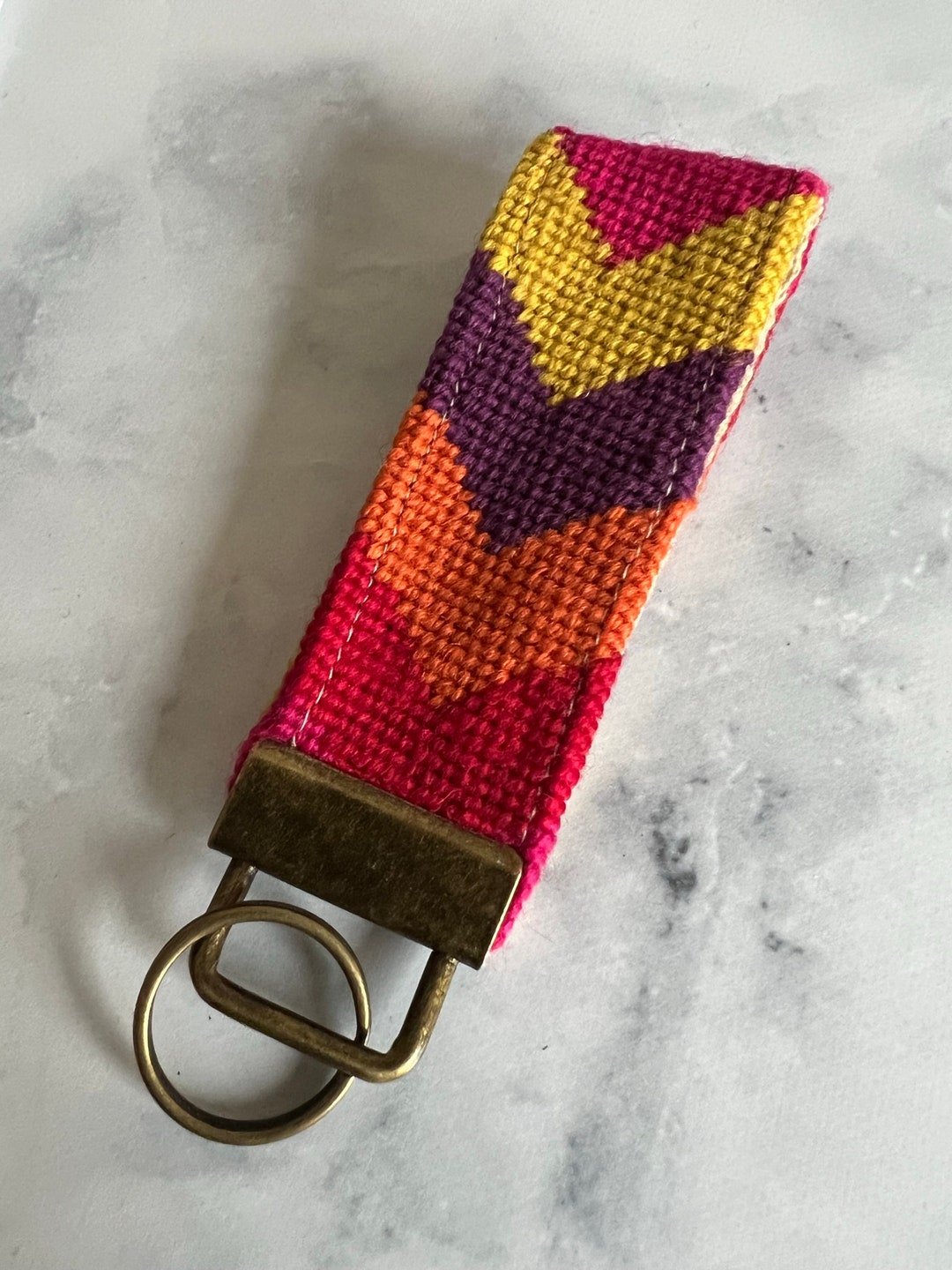 Modern Needlepoint/tapestry Kit Key Fob Complete Beginner - Etsy