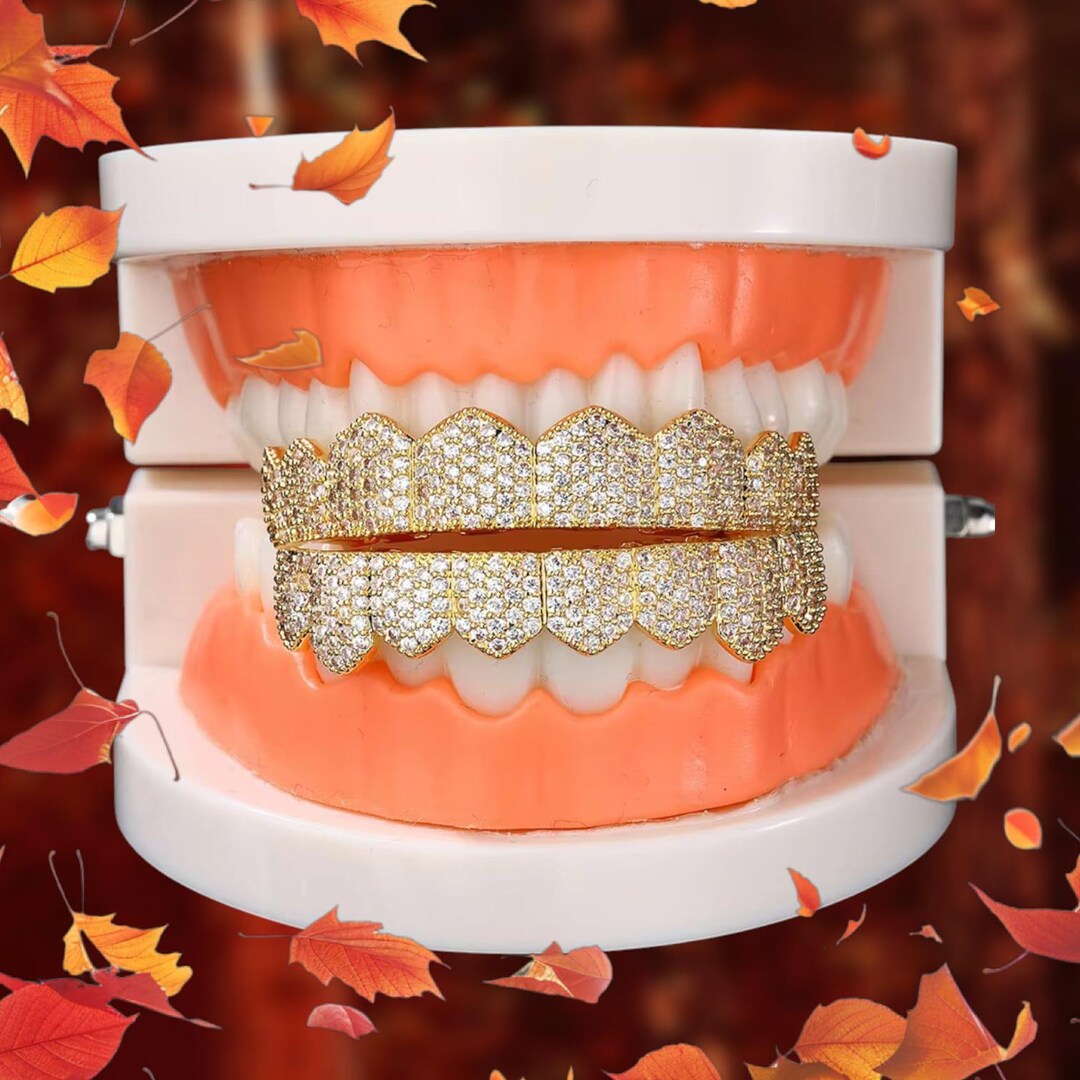 Hip Hop Teeth Grillz Iced Out Micro Pave Cubic Zircon Top and Bottom ...
