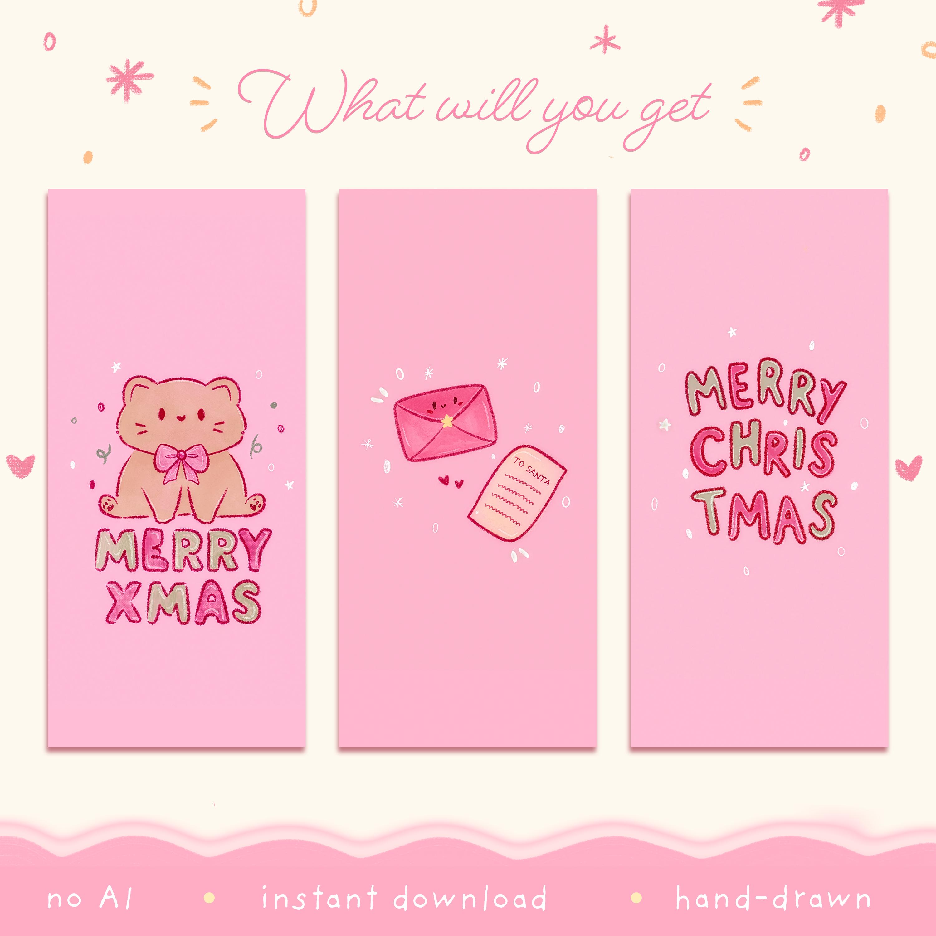 Pink Christmas Wallpaper Pack – 3 Digital Backgrounds | Phone & Desktop ...