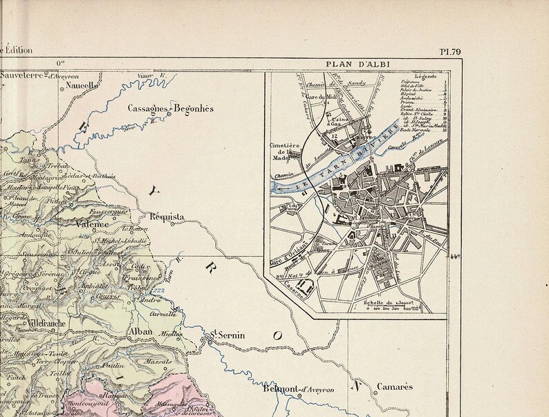 Old Map of the Tarn – V.A. Malte-brun 1882 – 19th Century Decorative ...