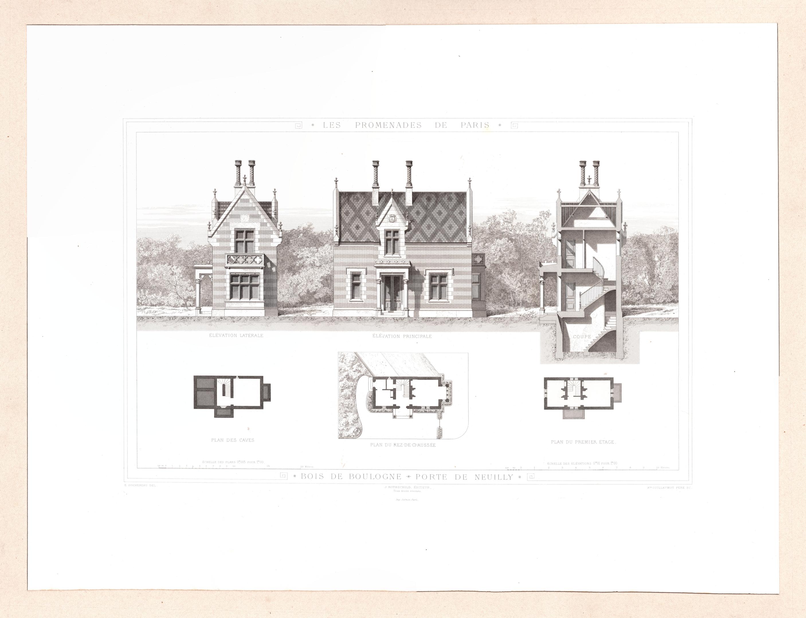 19th Century Architectural Engraving Paris – Bois De Boulogne – Porte ...