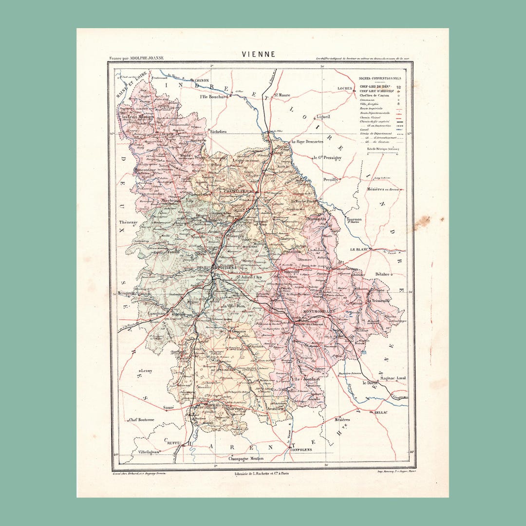 Old Map of Vienna (1870) - A. Joanne - Etsy
