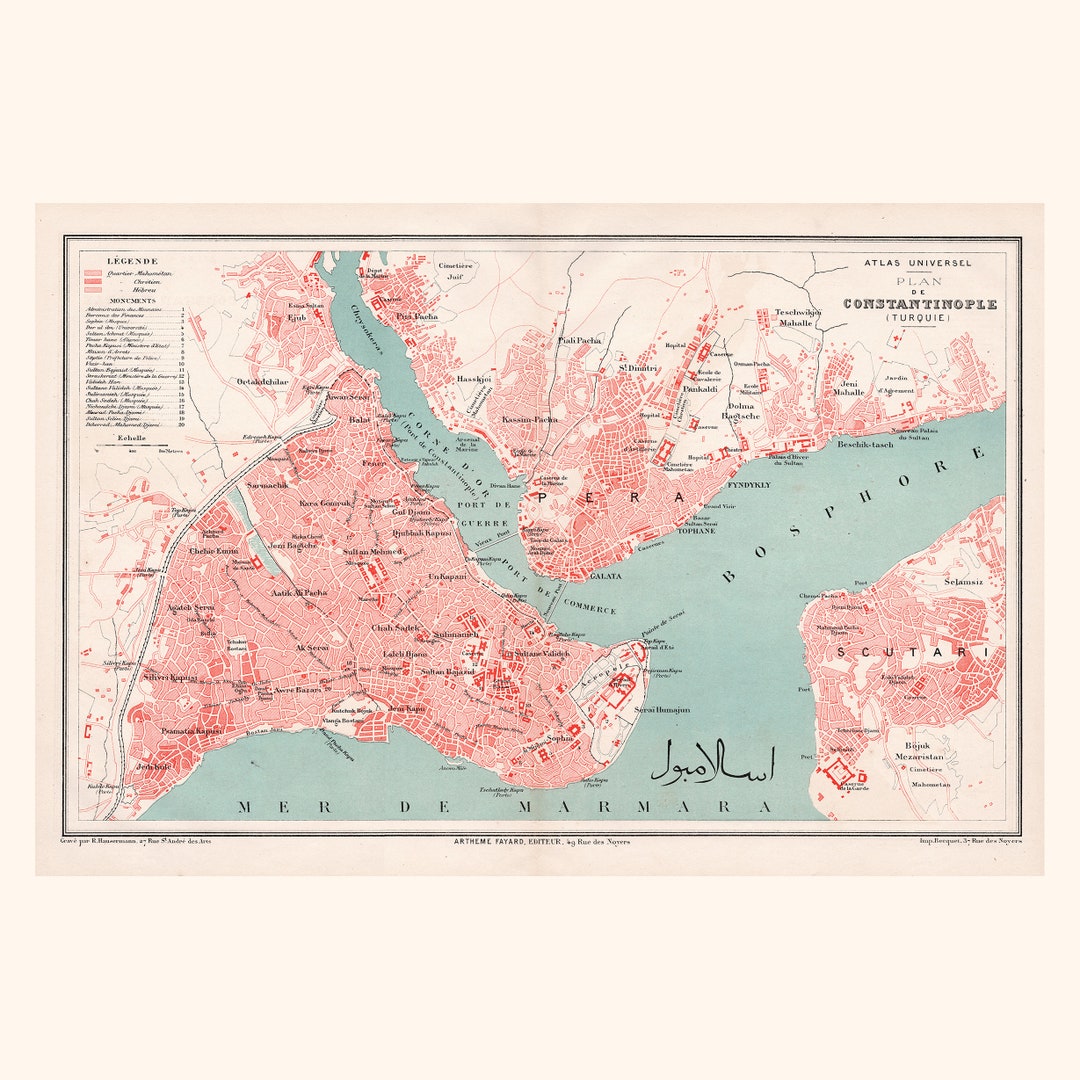 Rare 1877 Map of Constantinople A 19th-century Historical Treasure ...