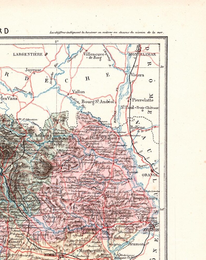 Old Map of the Gard – Joanne 1870 – Original 19th-century Engraving ...