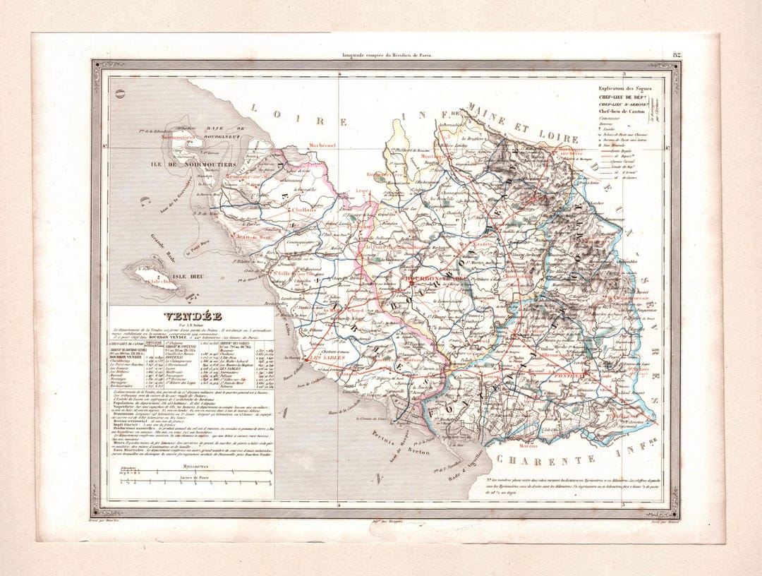 Antique Map of the Vendée – Dufour & Duvotenay (1843) – 19th-century ...