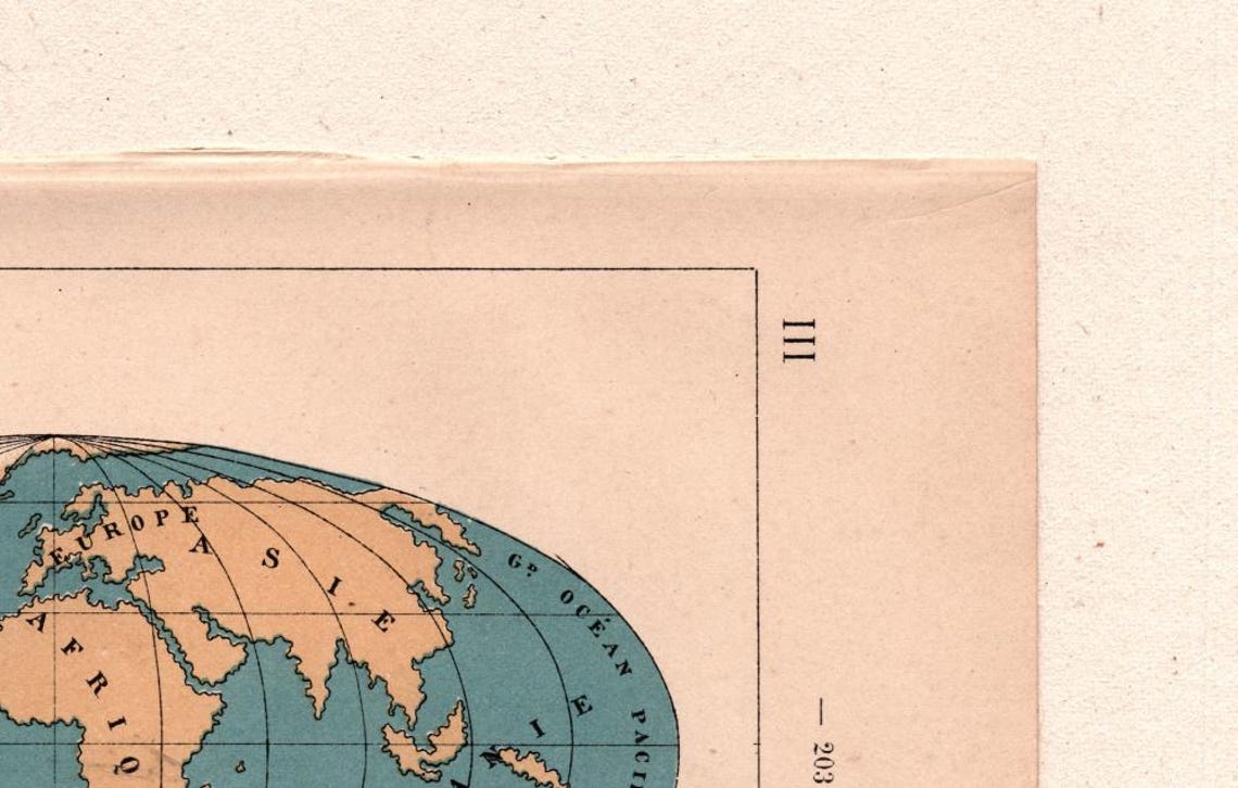 19th Century Scientific Engraving – “homalographic Projection ...