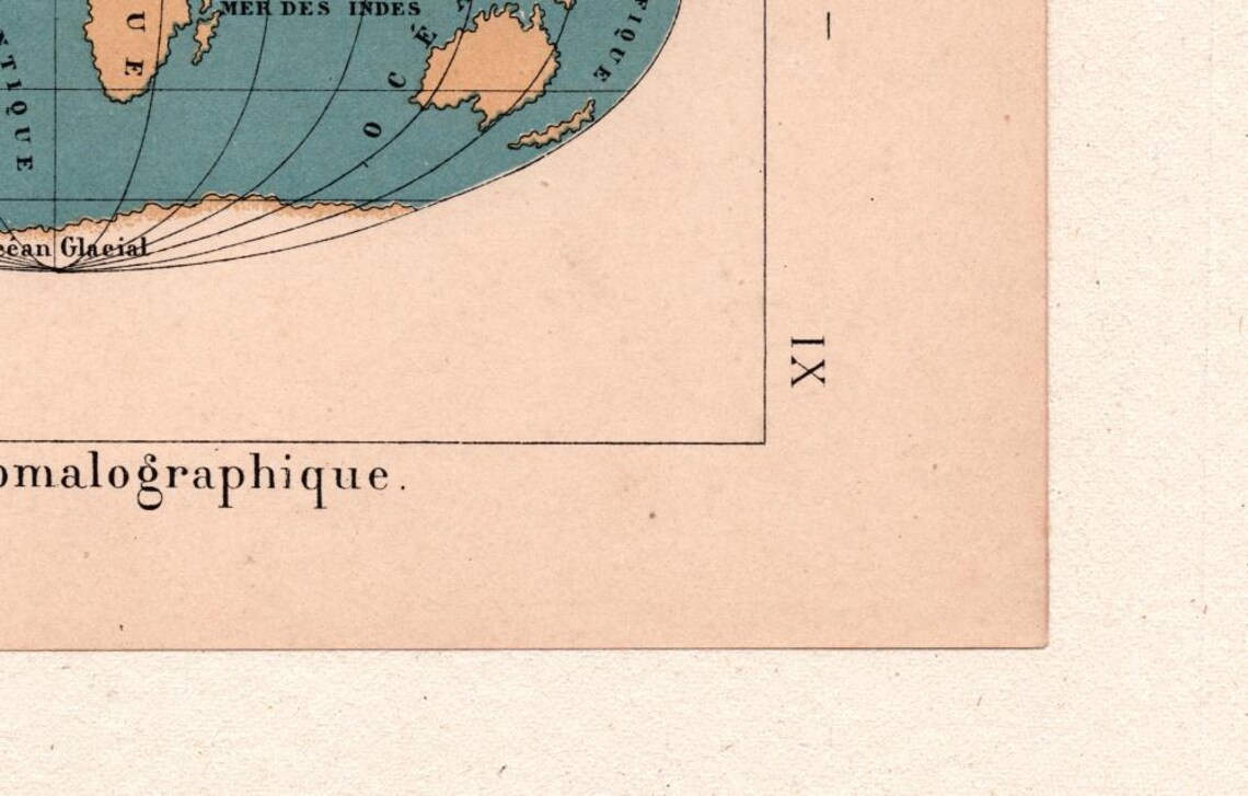 19th Century Scientific Engraving – “homalographic Projection ...