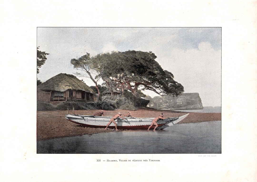 Antique Photochrome – Japan – Honmoku Fishing Village Near Yokohama ...