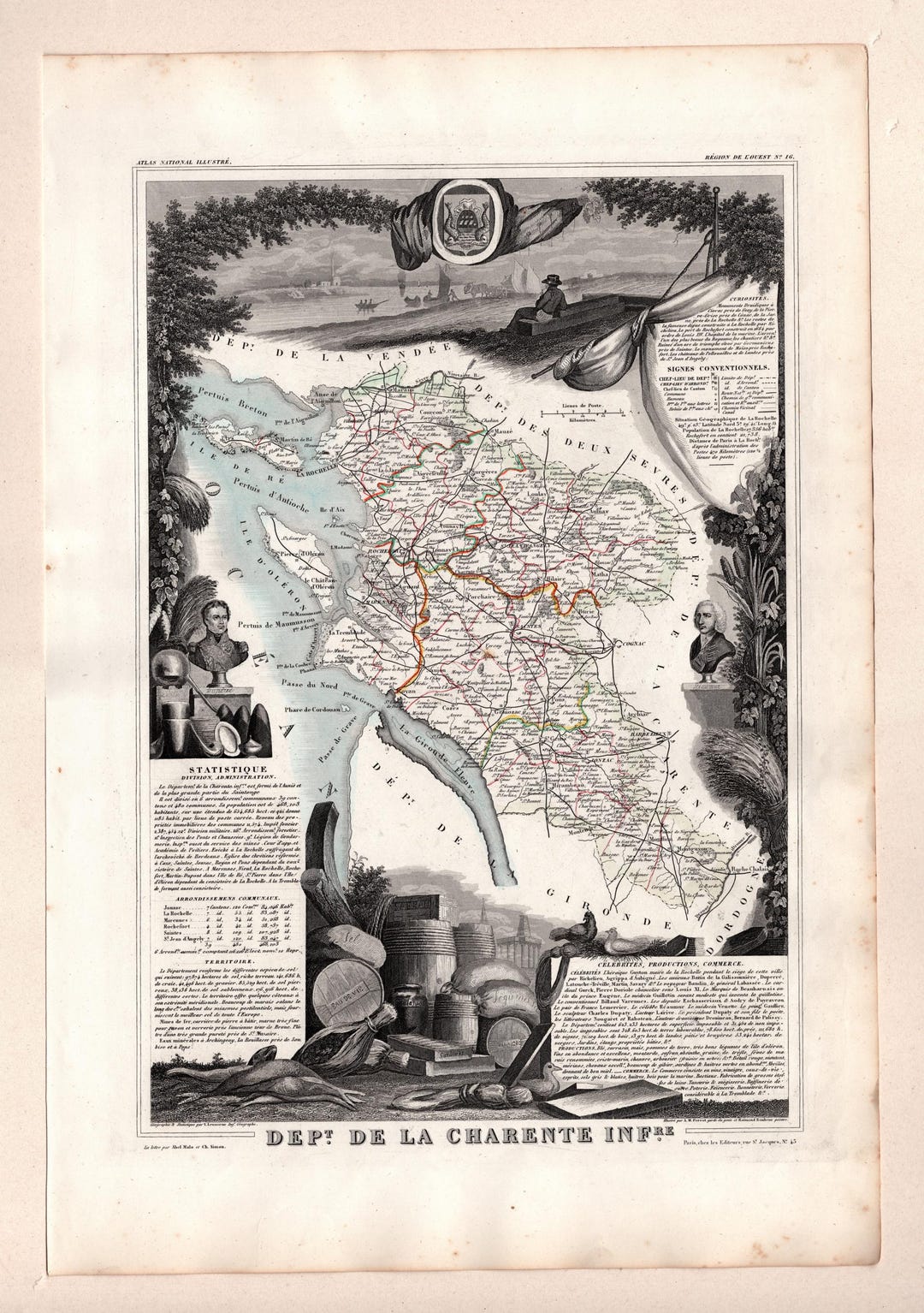 Old Map of Charente-maritime – V. Levasseur (1851) – National Atlas ...