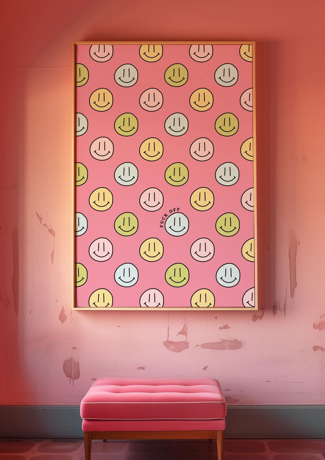 Pastels Fuck off Smiley Digital Wall Art, Fun Smiley Face Printable ...