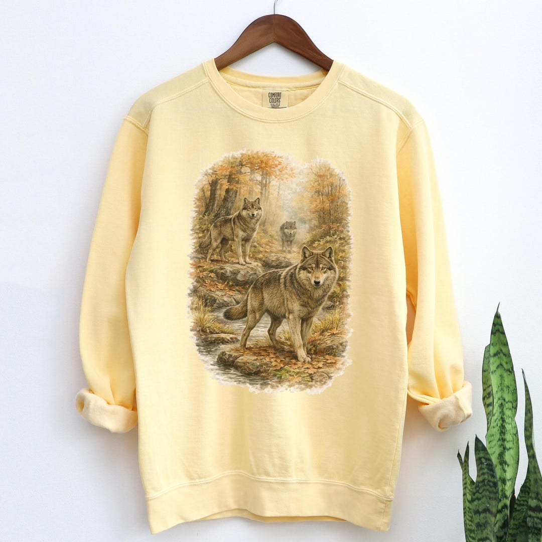 Retro Wolves 90s Sweatshirt - Fall Wolf Pack - Comfort Colors - Etsy