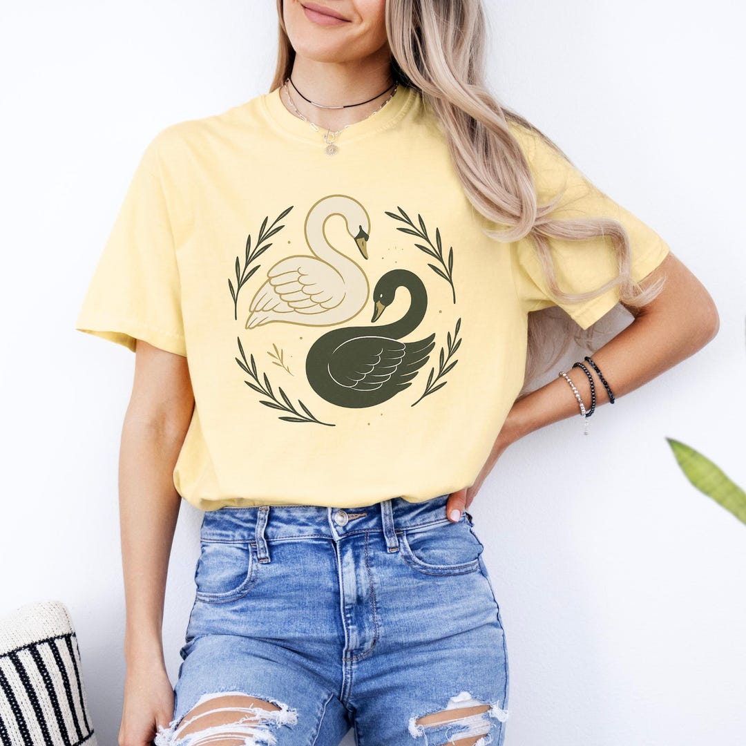 Swans Yin Yang T-shirt - Circle of Love Comfort Colors Shirts - Spirit ...