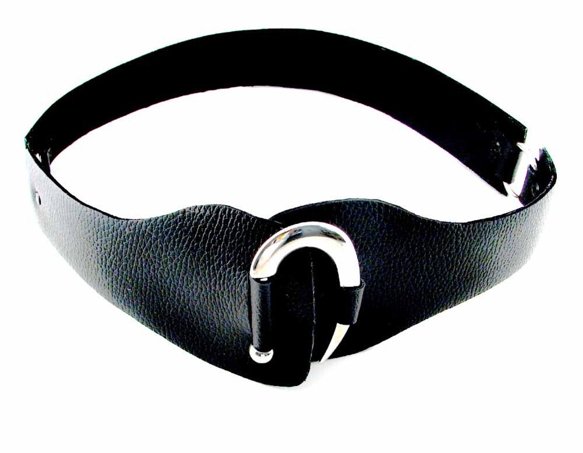 Black Leather Belt With Silver Hook Handmade - Etsy