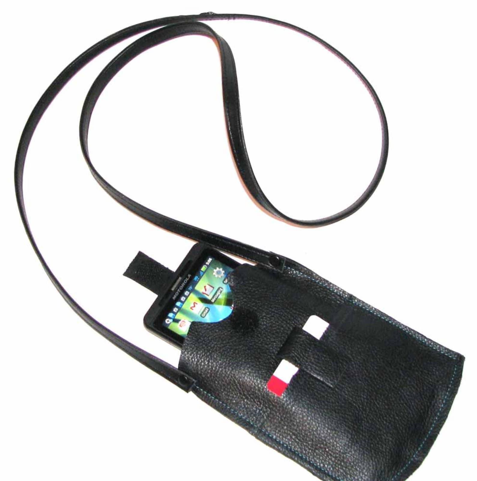 Black Leather Cross Body Cell Phone Case With Tabs and Card - Etsy