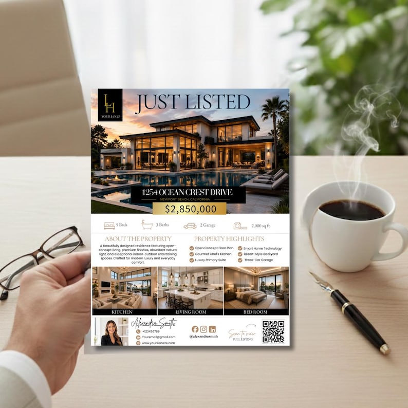 Just Listed Real Estate Flyer Template | Realtor Canva Template ...