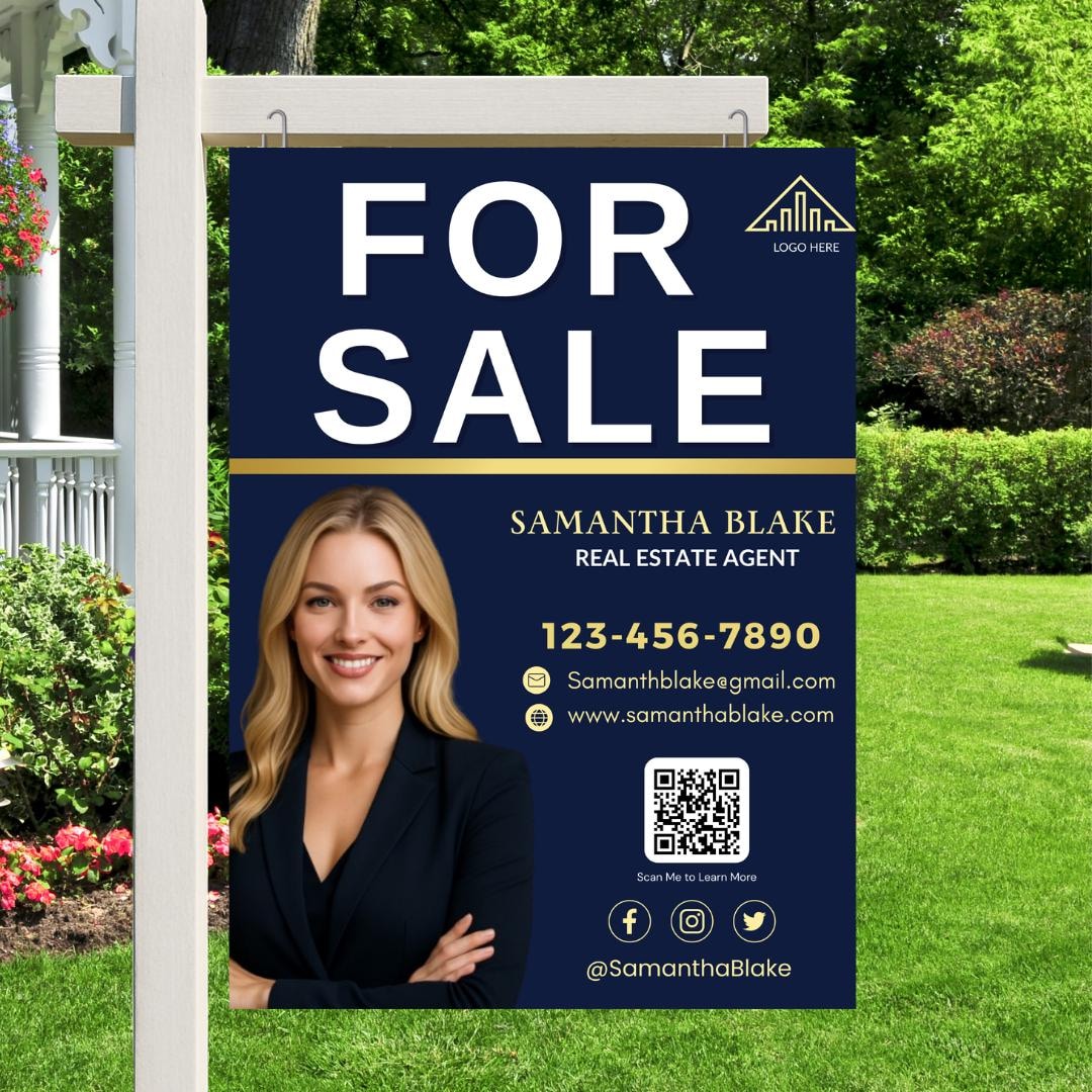 For Sale Yard Sign Template | Editable Canva Real Estate Sign ...