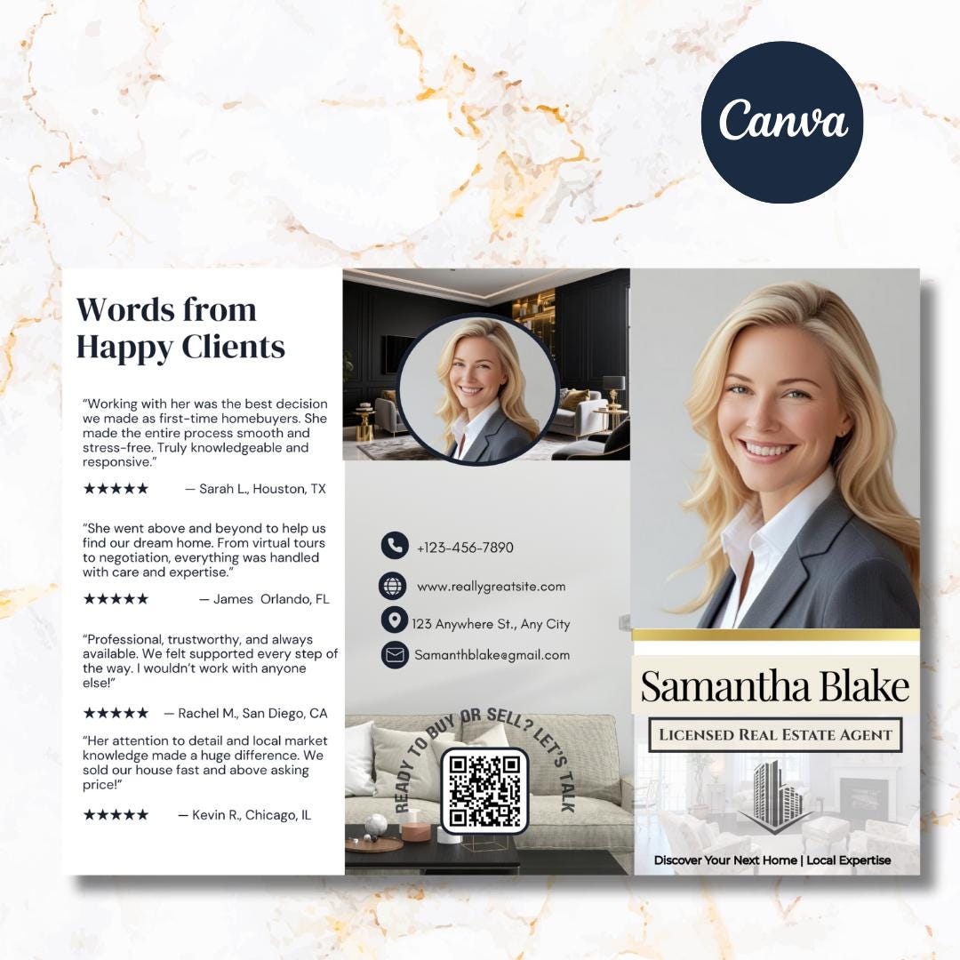 Real Estate Trifold Brochure Template | Realtor Introduction Pamphlet ...
