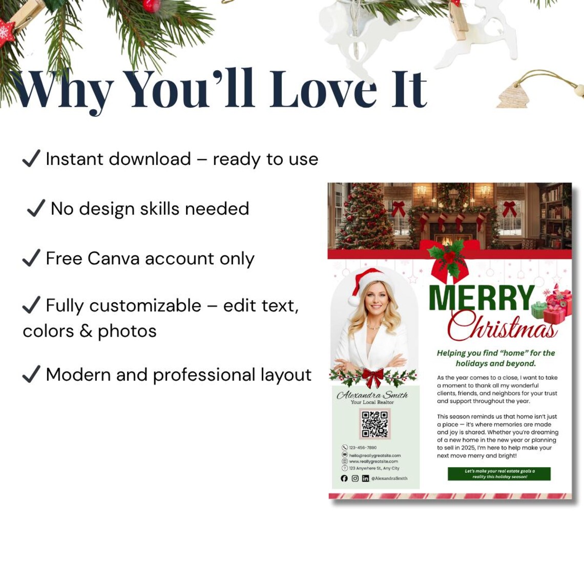 Christmas Real Estate Flyer Template | US Letter | Editable Canva ...