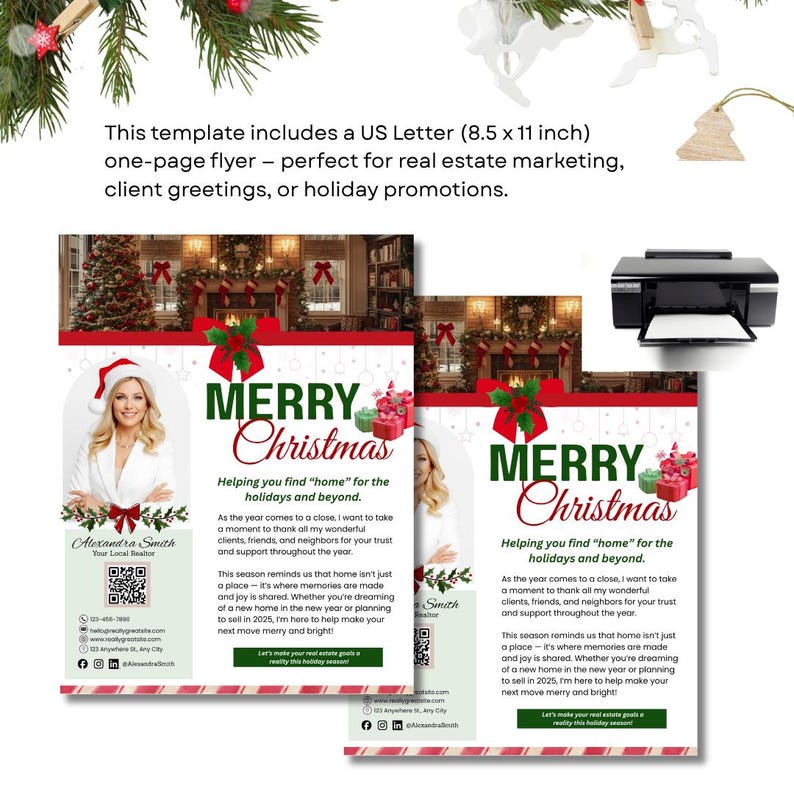 Christmas Real Estate Flyer Template | US Letter | Editable Canva ...