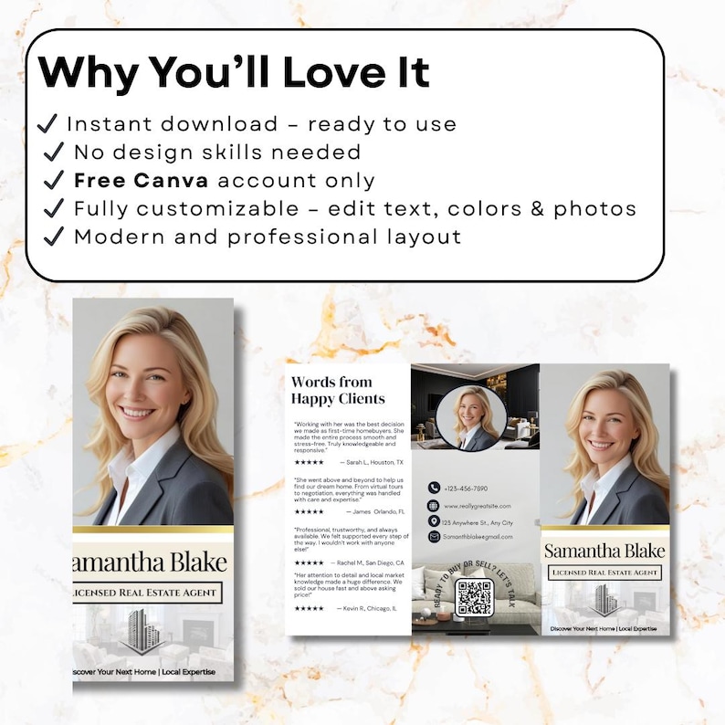 Editable Real Estate Trifold Brochure Template | Realtor Introduction ...