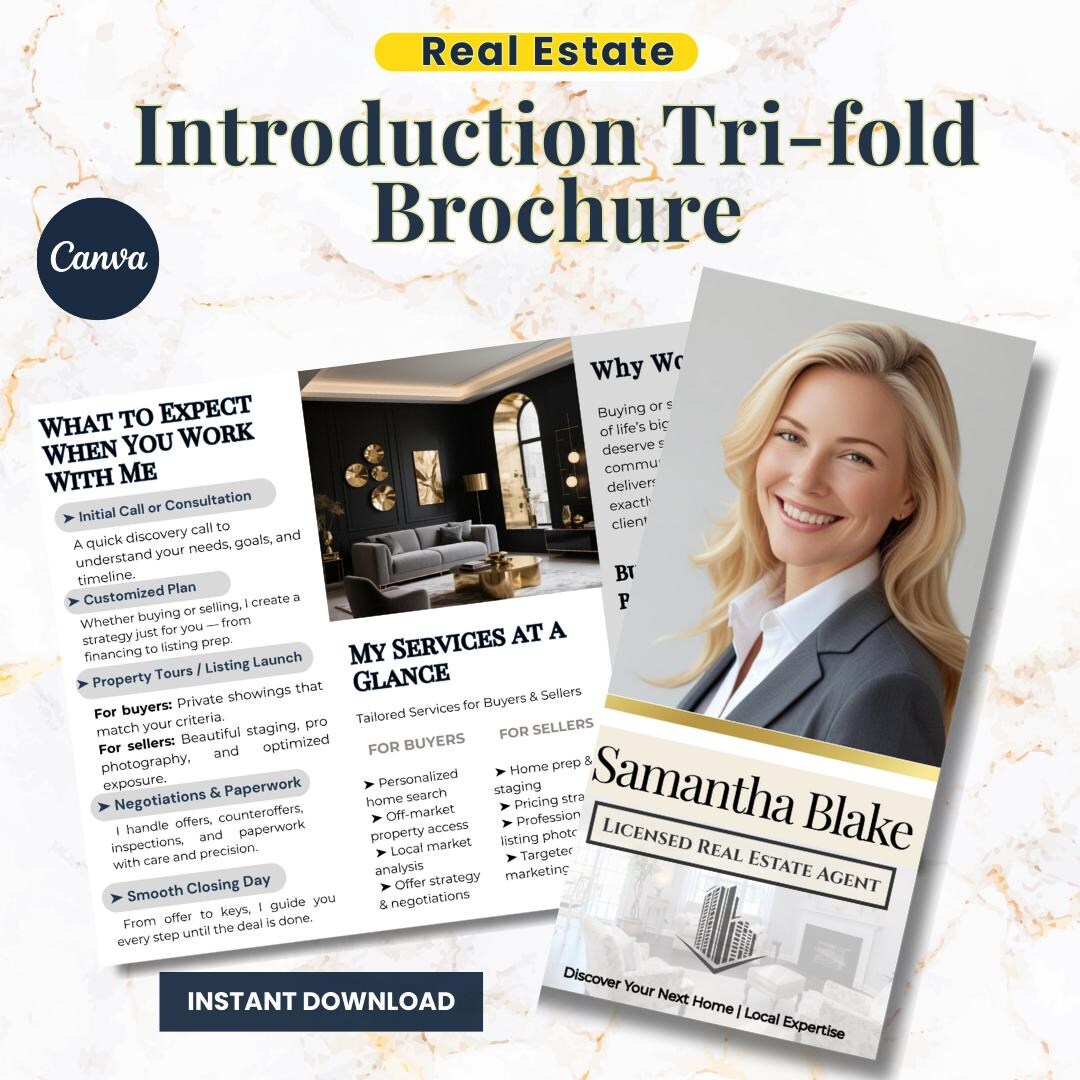 Editable Real Estate Trifold Brochure Template | Realtor Introduction ...