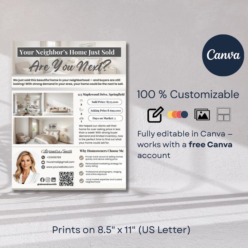 Just Sold Real Estate Flyer Template | Realtor Marketing Flyer ...