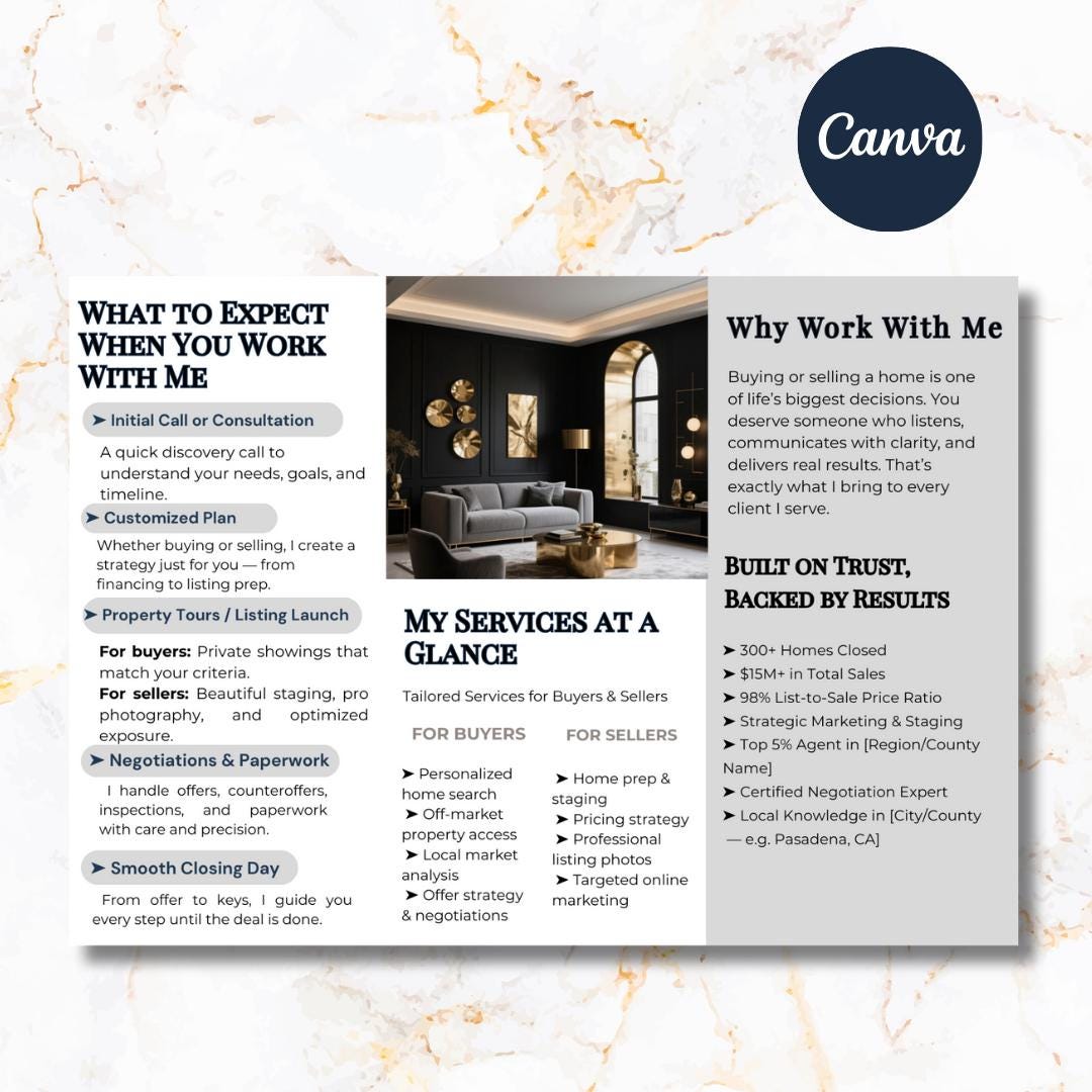 Real Estate Trifold Brochure Template | Realtor Introduction Pamphlet ...