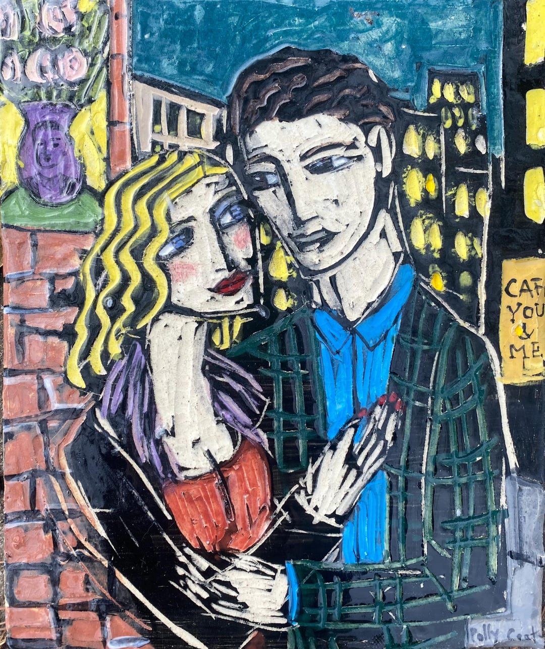 City Lovers Sm Tile Painting - Etsy