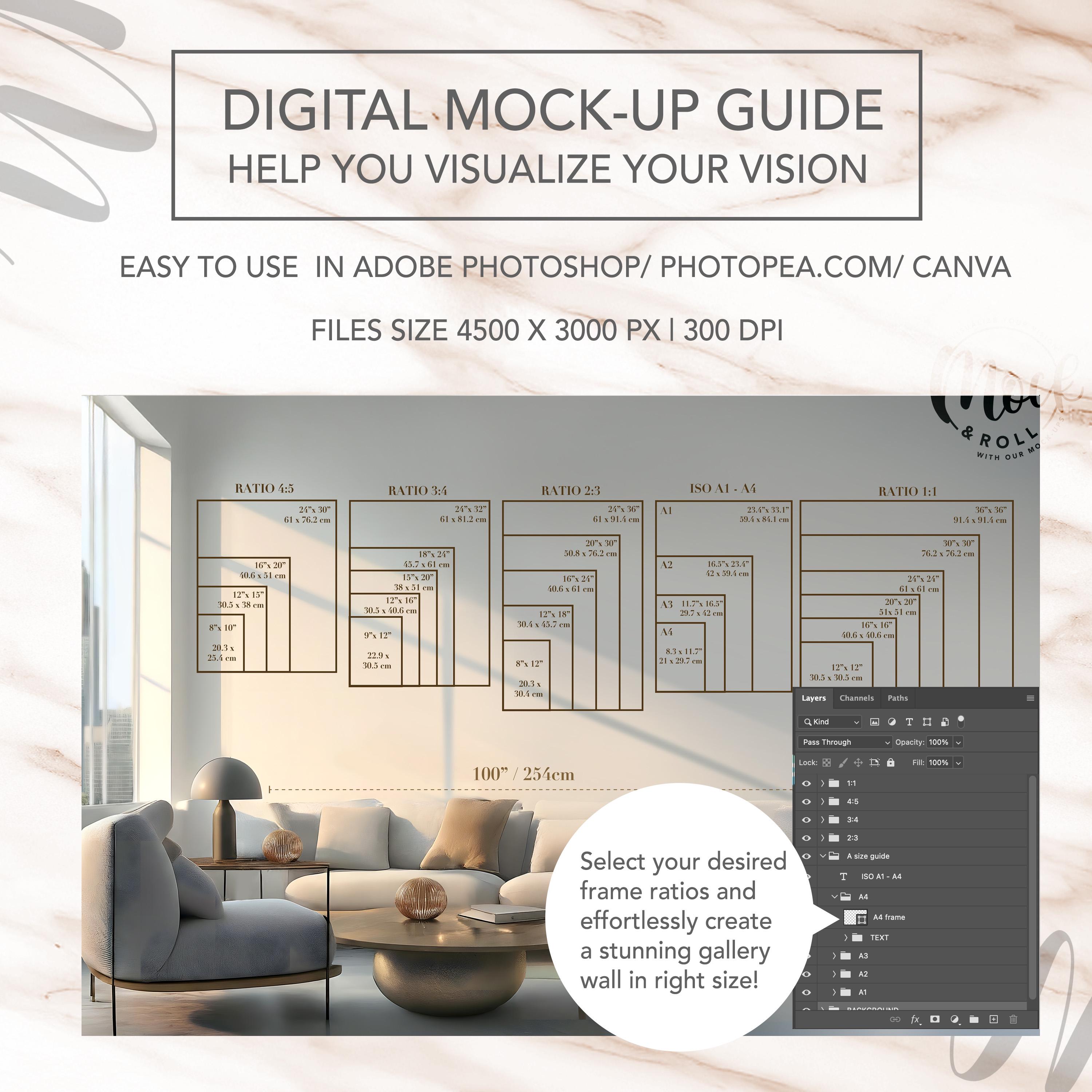 Wall Art Size Guide Vertical Frame Size Guide Editable Poster Size ...