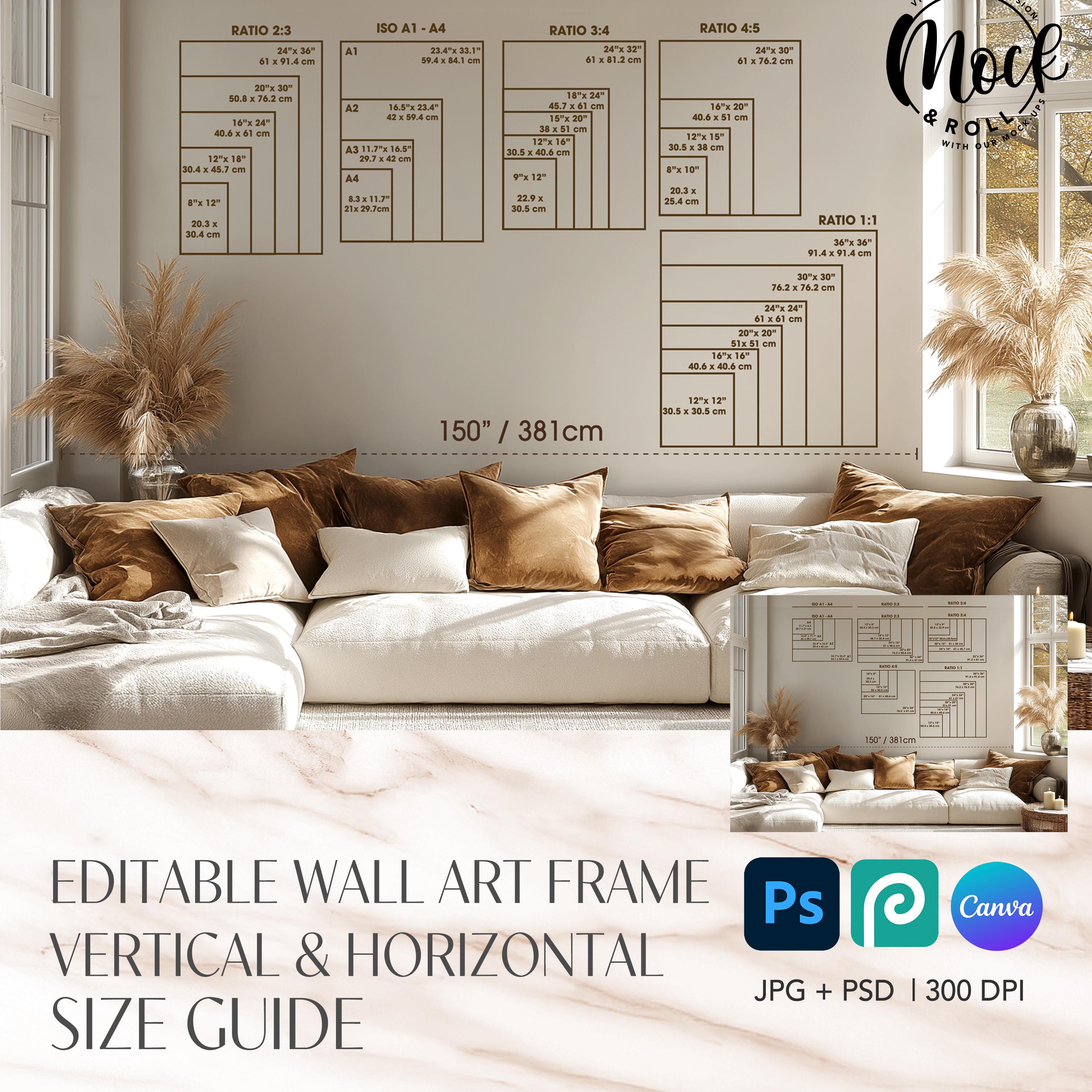 Wall Art Size Guide Vertical Art Size Guide Editable Poster Size Chart ...