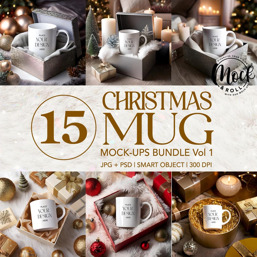 Christmas Mug Mockup Bundle,holiday Mug Mock Up,11oz White Blank Mug ...