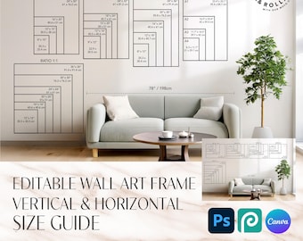 Wall Art Size Guide Vertical Art Size Guide Editable Poster Size Chart ...