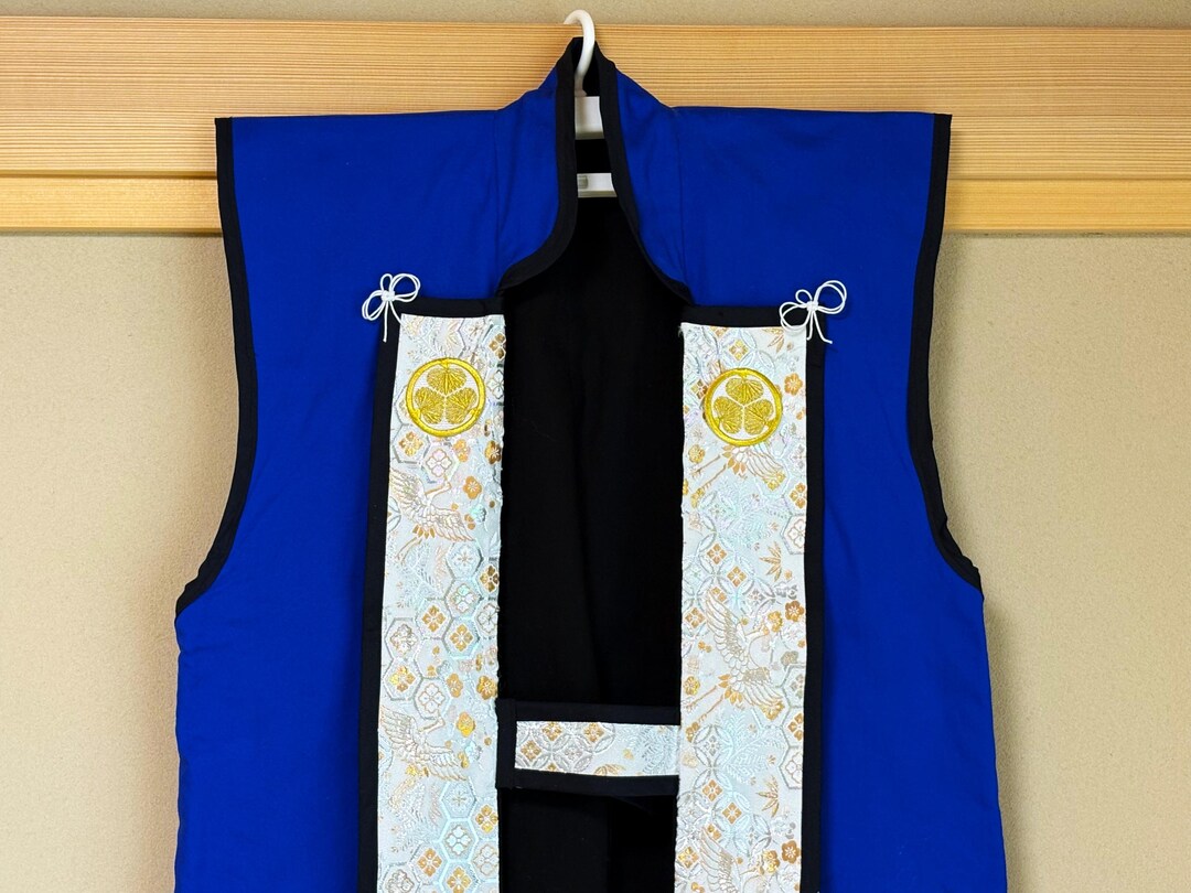 Japanese Samurai Vest, Jinbaori, Blue, SHOGUN, Tokugawa, Samurai World ...