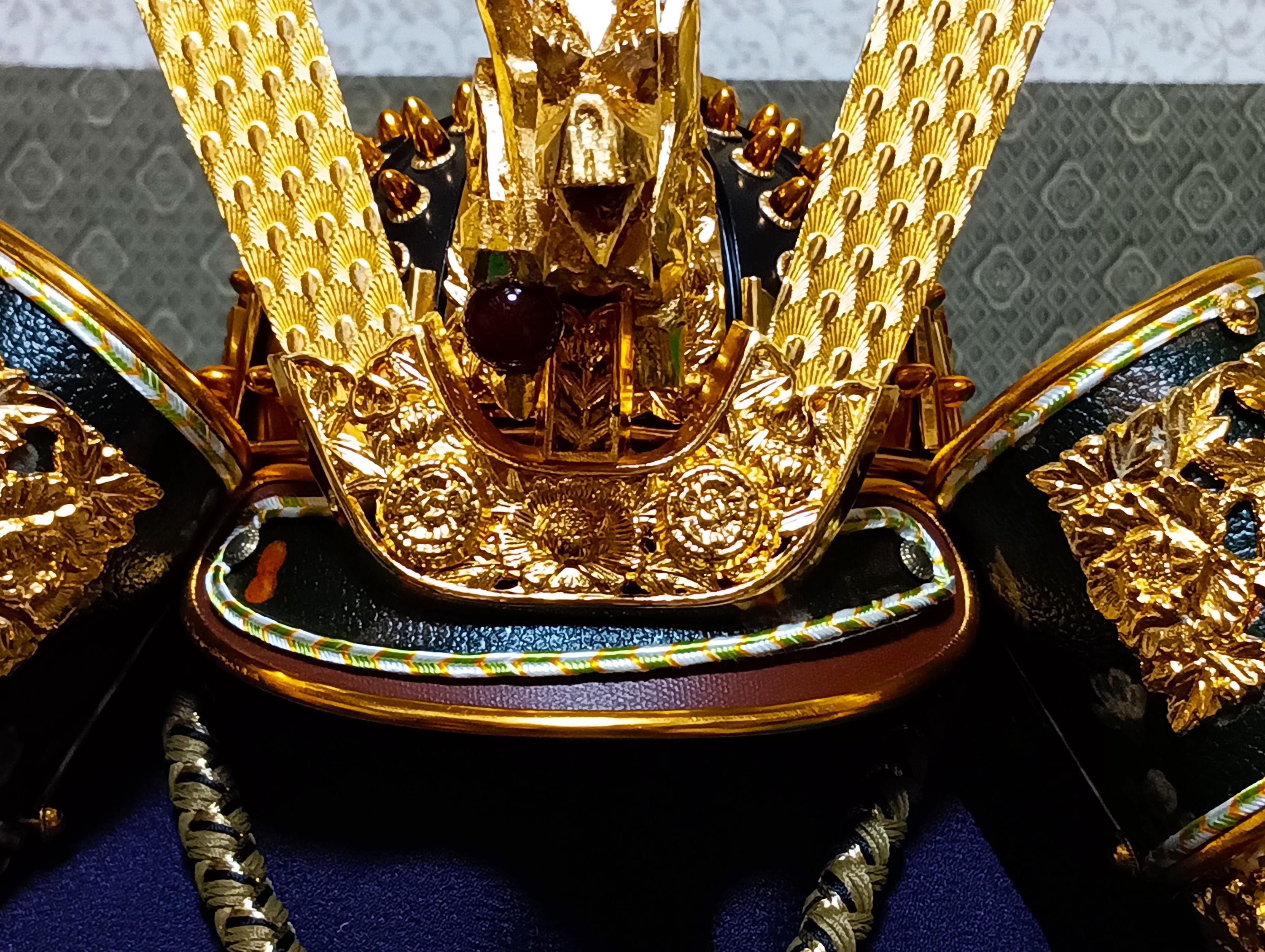 A beautiful Samurai Helmet. A Golden Dragon Helmet With Jade. Kamakura ...