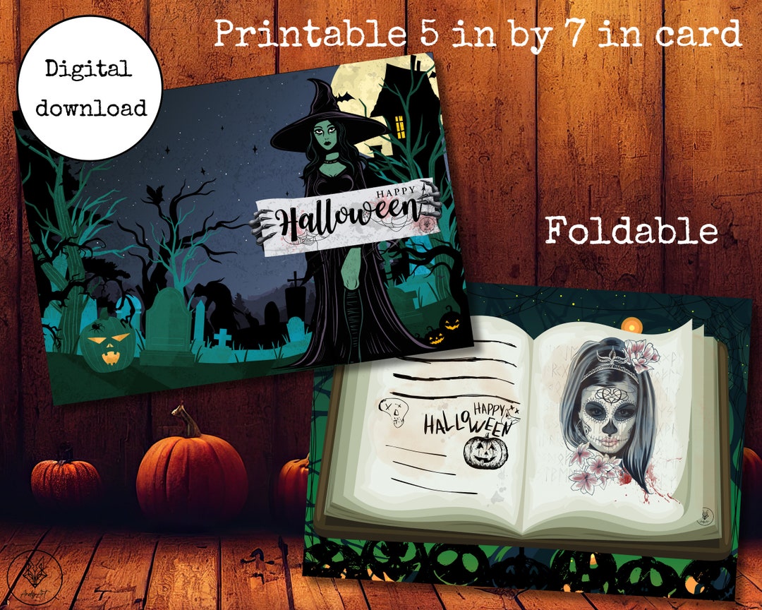 Halloween, Halloween Printable Card, Halloween Card, Digital File ...
