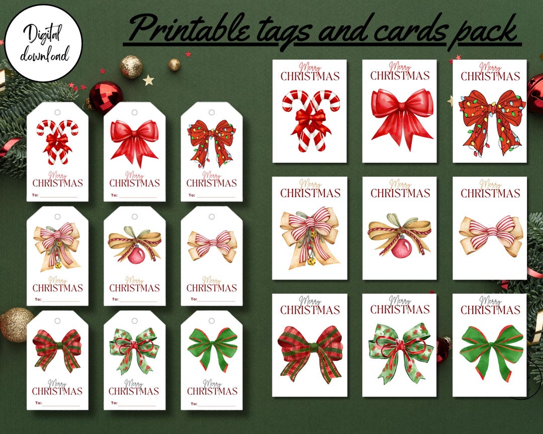 Christmas Gift Tags Templates, Christmas Gift Tags, Printable, Instant ...