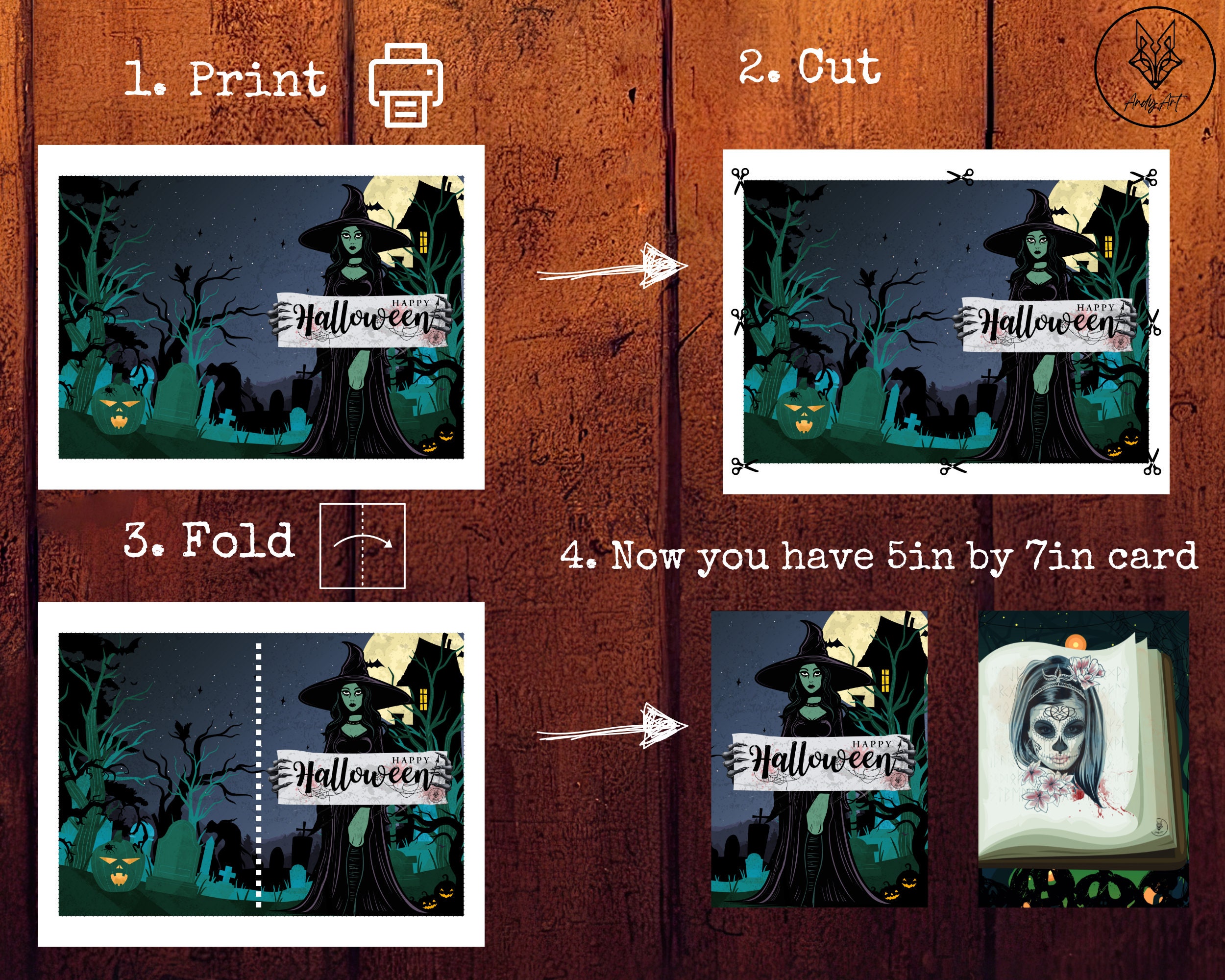 Halloween, Halloween Printable Card, Halloween Card, Digital File ...