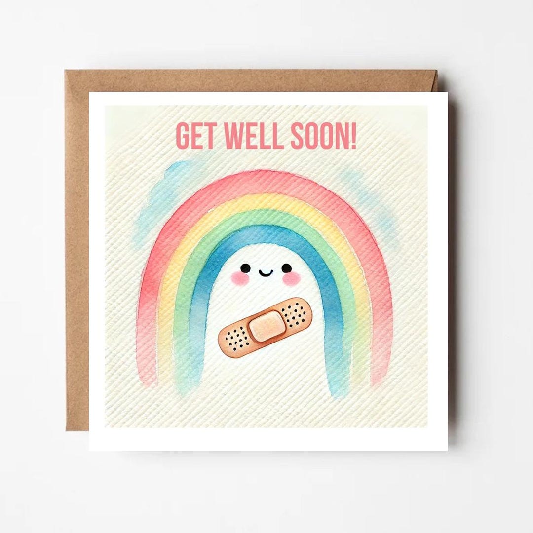 Adorable Rainbow Get Well Soon Card! - Etsy