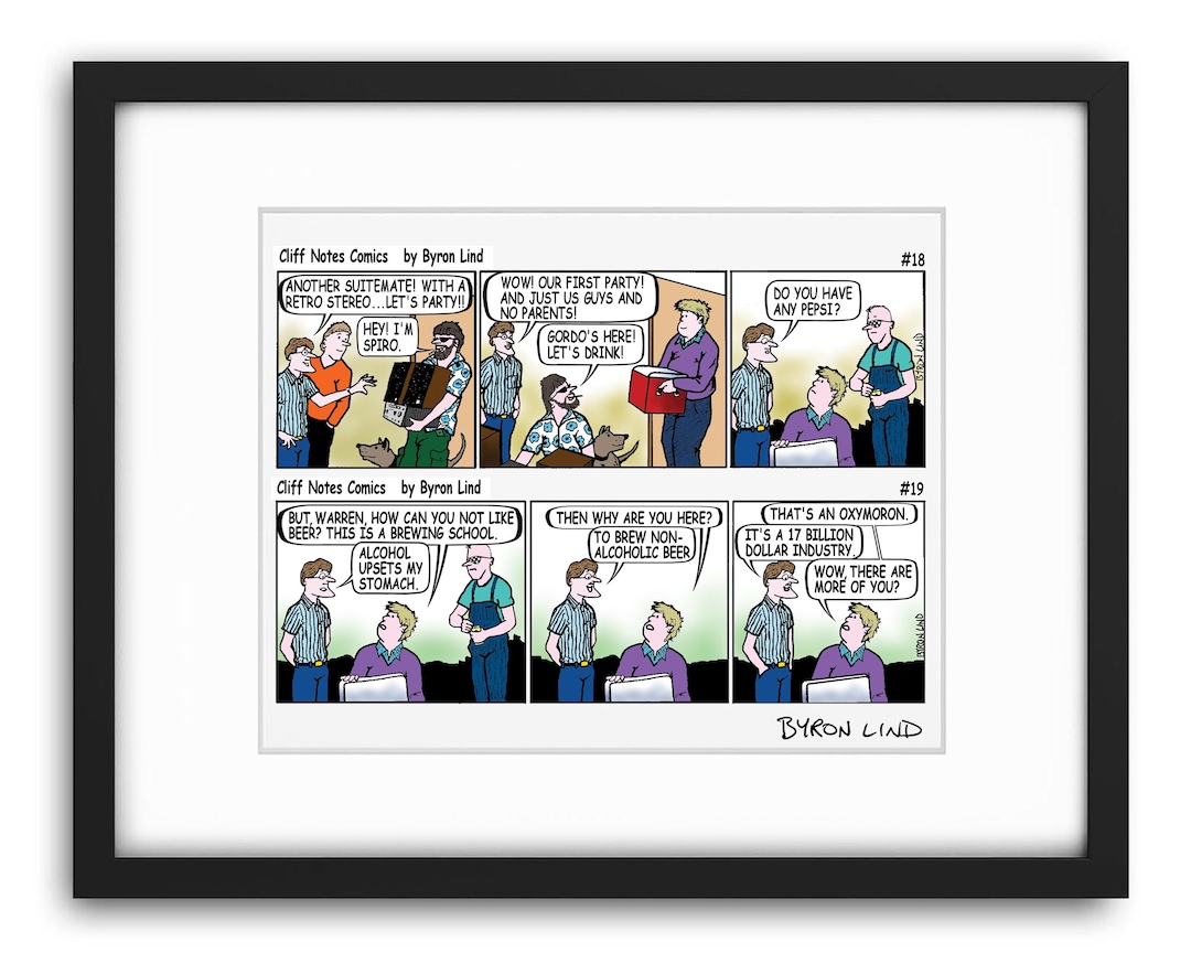 Framed "cliff Notes" Comic Strip - Etsy