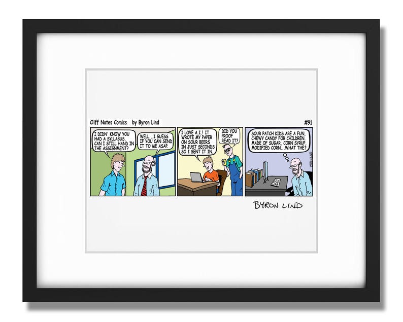Framed "cliff Notes" Comic Strip - Etsy