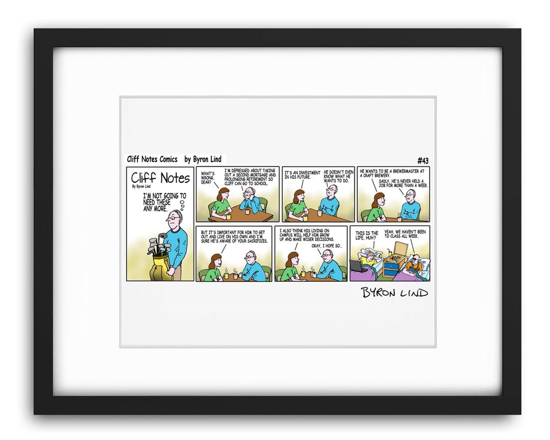 Framed "cliff Notes" Comic Strip - Etsy