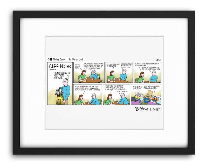 Framed "cliff Notes" Comic Strip - Etsy
